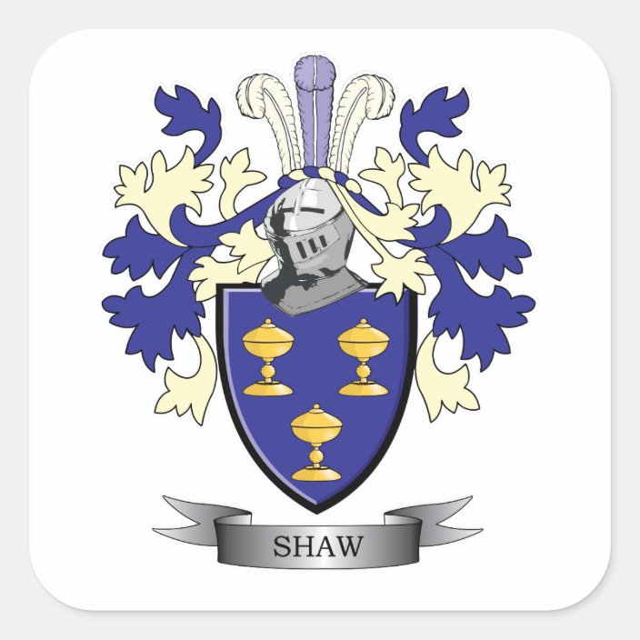 Shaw Family Crest Coat of Arms Square Sticker | Zazzle.com