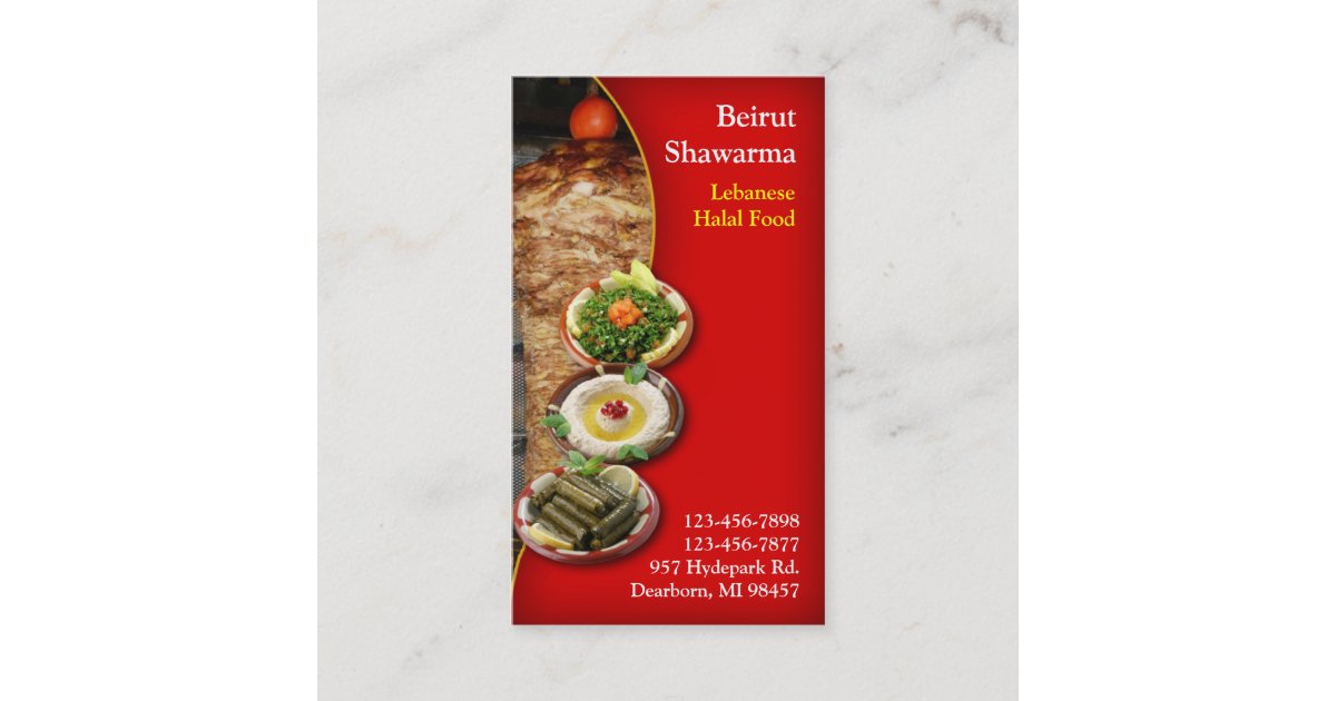 Shawarma Middle Eastern Business Card | Zazzle