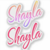 Shayla name cursive lettering x2 sticker | Zazzle