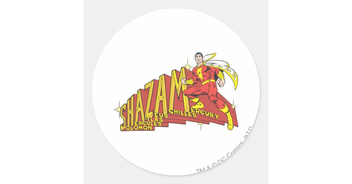 Shazam Acronym Classic Round Sticker | Zazzle