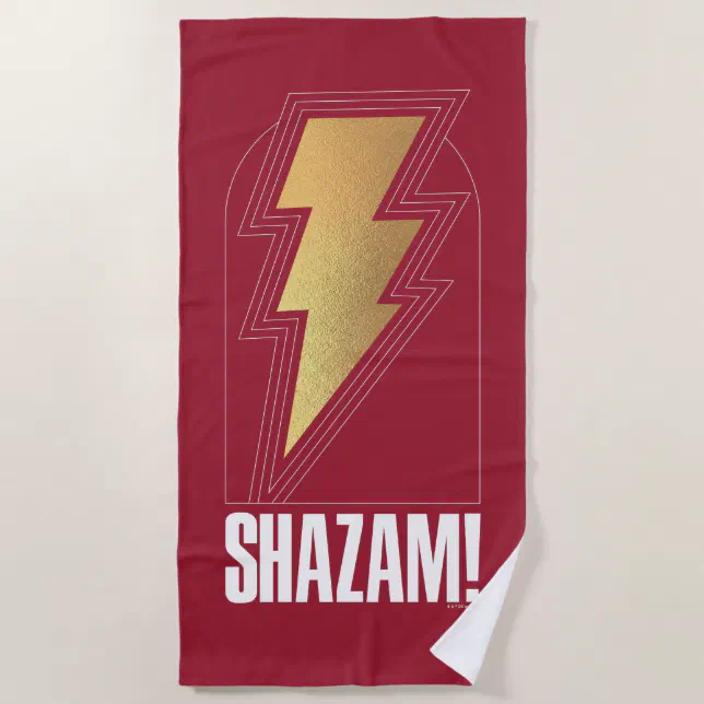 SHAZAM! Fury of the Gods | Lightning Bolt Badge Beach Towel | Zazzle