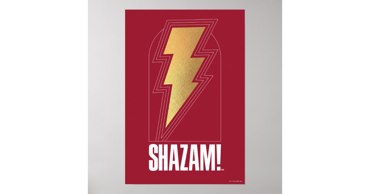 SHAZAM! Fury of the Gods | Lightning Bolt Badge Poster | Zazzle