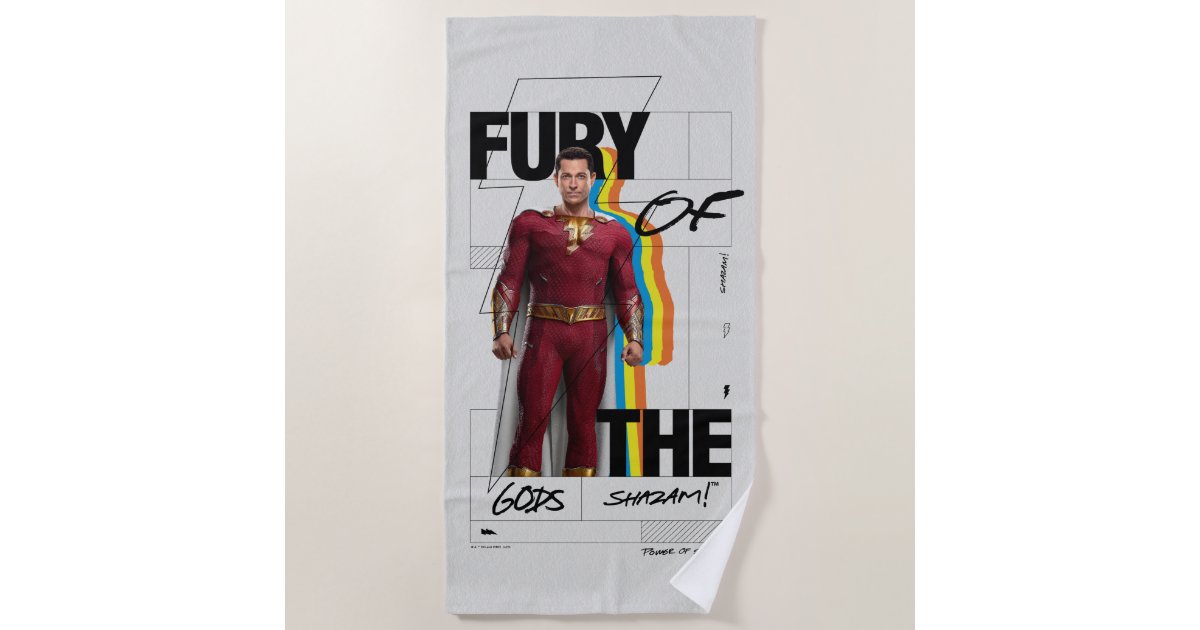 SHAZAM! Fury of the Gods | Retro Album Style Art Beach Towel | Zazzle