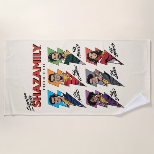 SHAZAM! Fury of the Gods | SHAZAMily Comic Bolts Beach Towel | Zazzle