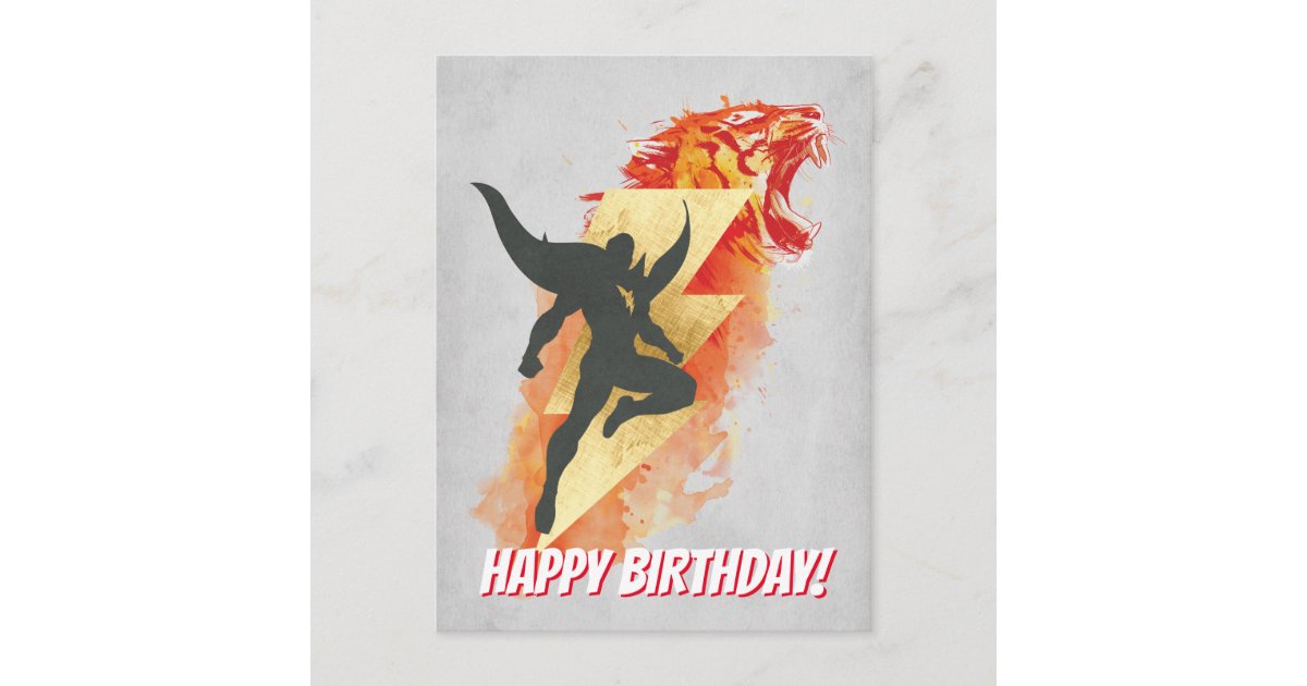 SHAZAM! | Shazam Tiger & Lightning Graphic Postcard | Zazzle