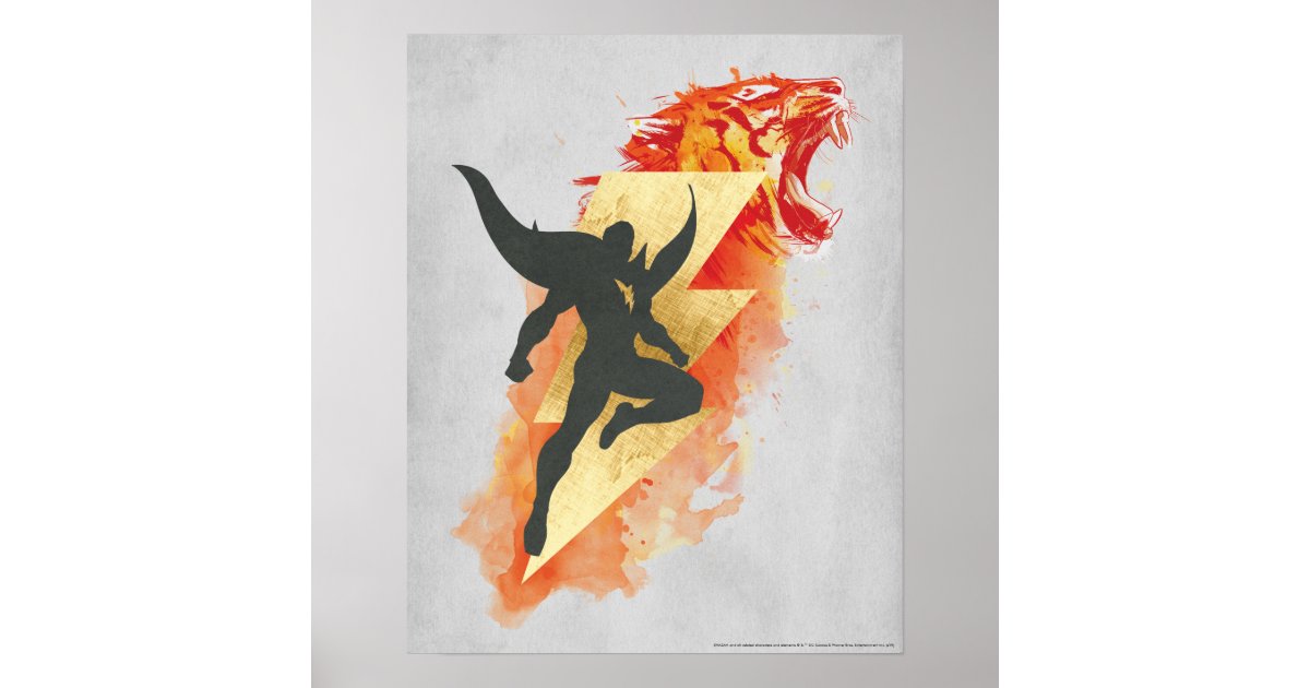 SHAZAM! | Shazam Tiger & Lightning Graphic Poster | Zazzle