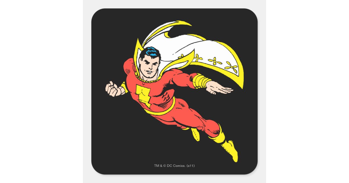 Shazam Soaring Square Sticker | Zazzle