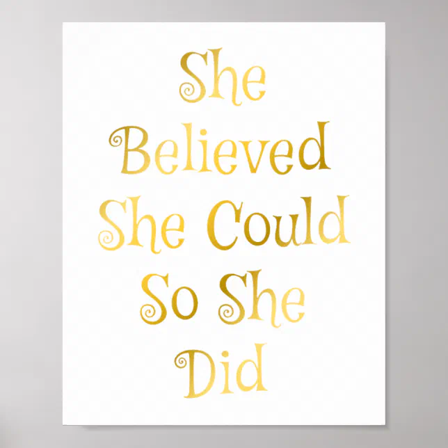 She Believed She Could Motivational Quote Poster | Zazzle