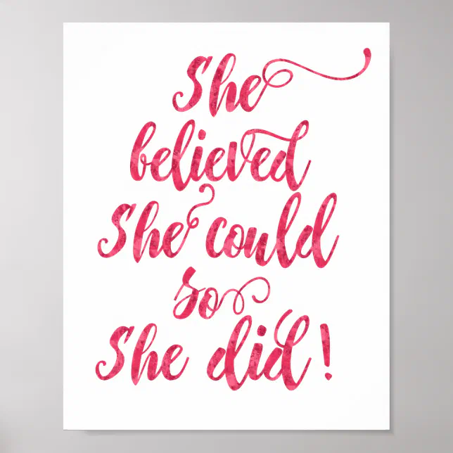 She Believed She Could So She Did Womens Feminist Poster | Zazzle