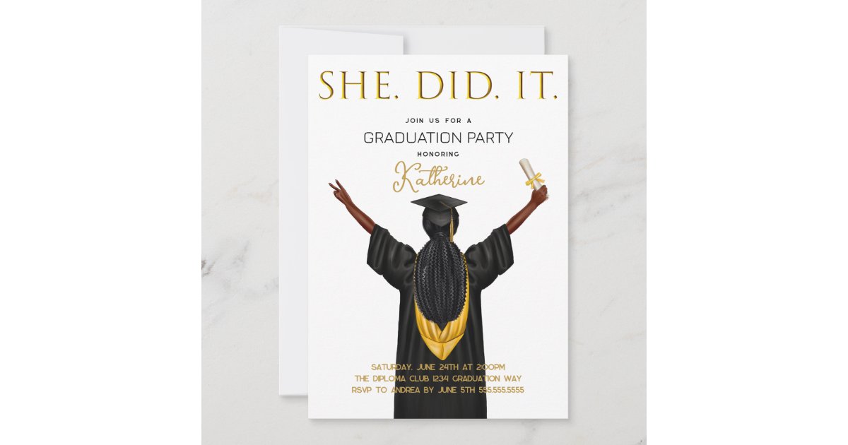 She Did It Graduation Invitation | Zazzle