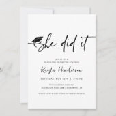 She Did It Graduation Invitation | Zazzle