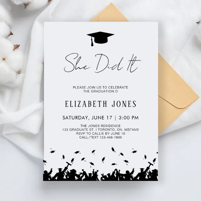 She Did It Graduation Party Class Of 2025 Grad Invitation | Zazzle
