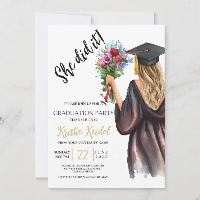 She did it Graduation Party Invitation | Zazzle