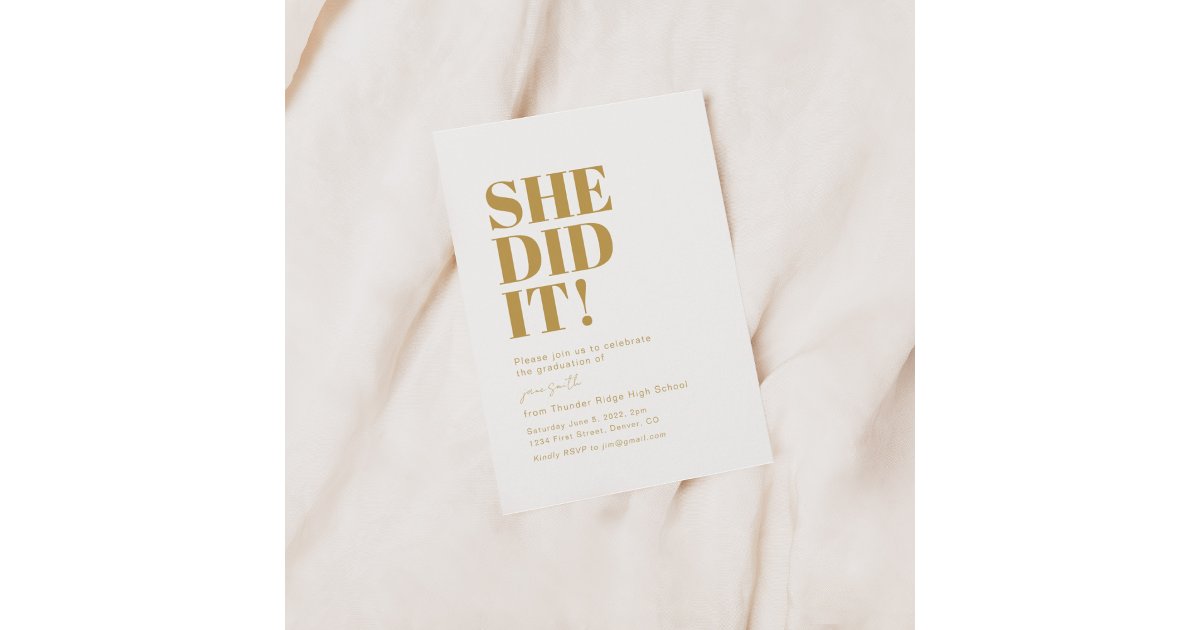 She Did It! Graduation Party Invitation Template | Zazzle