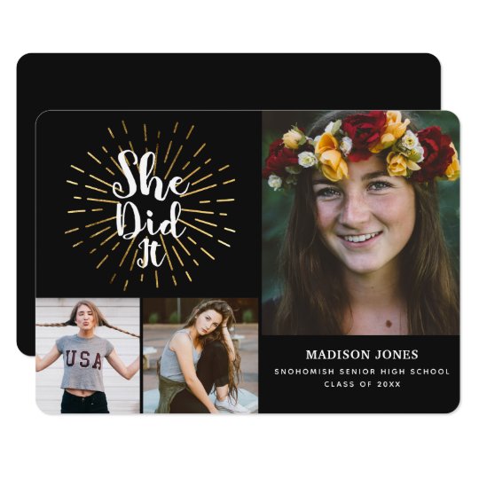 She Did It Graduation Photo Invitation | Zazzle.com