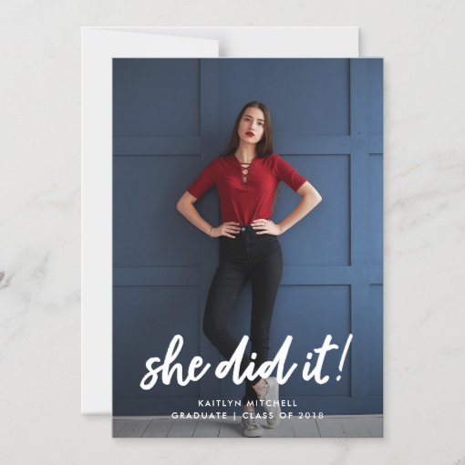 She Did It | Photo Graduation Announcement | Zazzle