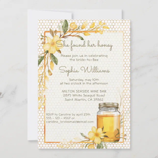 She Found Her Honey Yellow Floral Bridal Shower Invitation | Zazzle