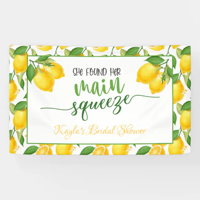 She Found Her Main Squeeze Bridal Shower Banner | Zazzle