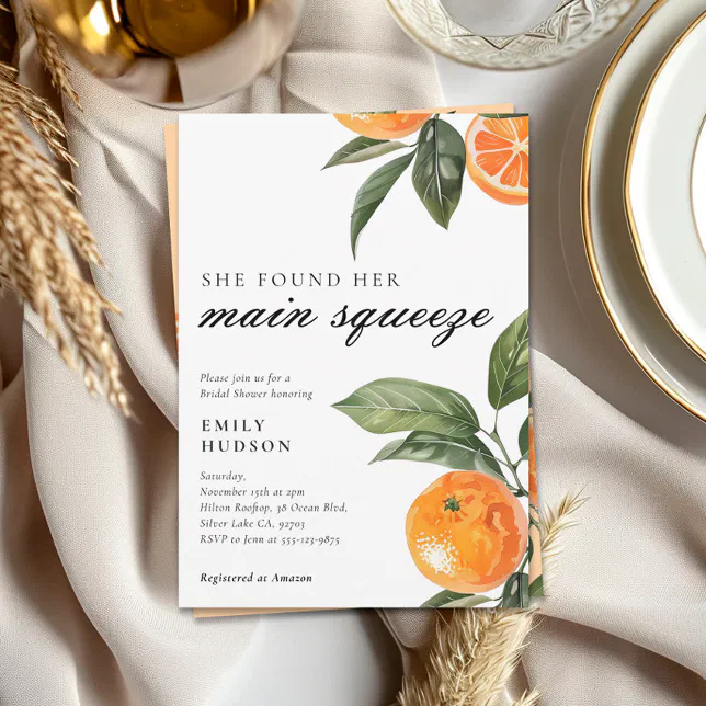 She Found Her Main Squeeze Bridal Shower Invitation | Zazzle