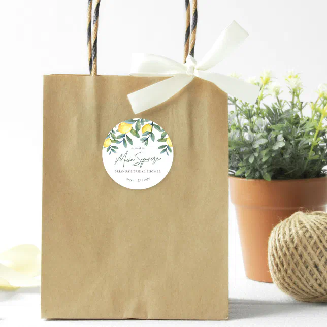 She Found Her Main Squeeze Lemon Bridal Shower Classic Round Sticker ...