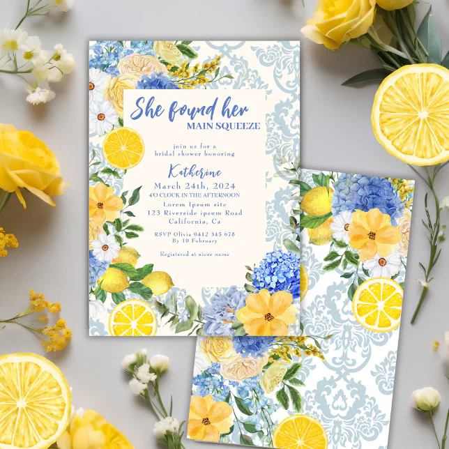 She found her main squeeze lemon bridal shower invitation | Zazzle
