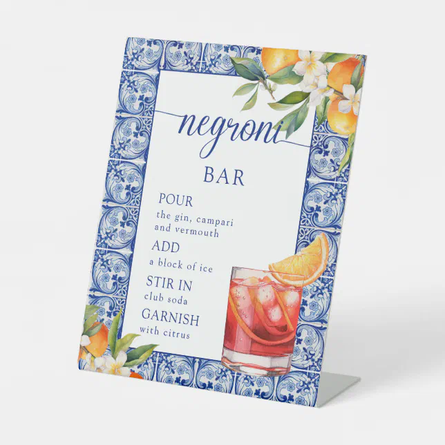 She Found Her Main Squeeze Negroni Bar Pedestal Sign | Zazzle