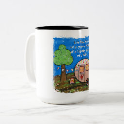 She had the soul of a gypsy, Gypsy Wagon, Camper Two-Tone Coffee Mug ...
