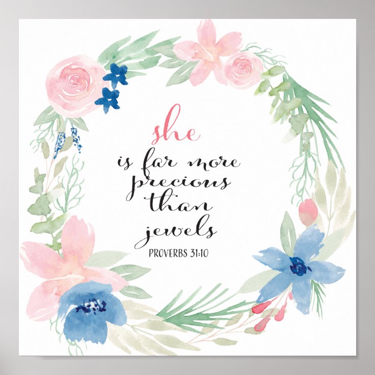 She is far more precious than Jewels - Proverbs 31 Poster | Zazzle