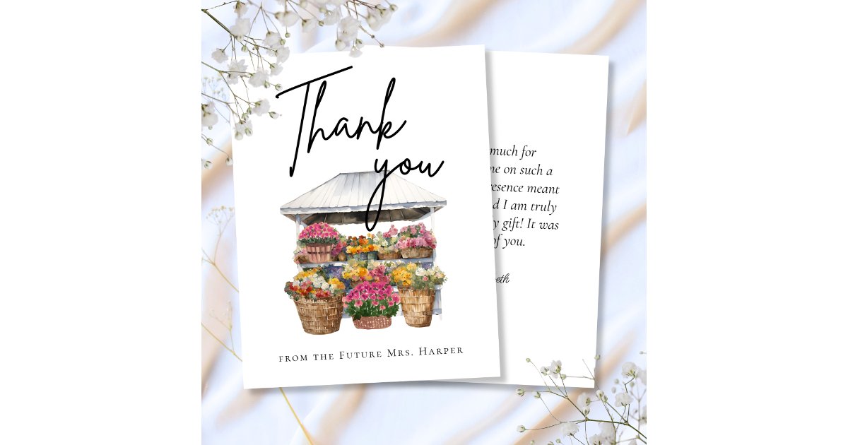She Is Off The Market Floral Shop Thank You Card | Zazzle