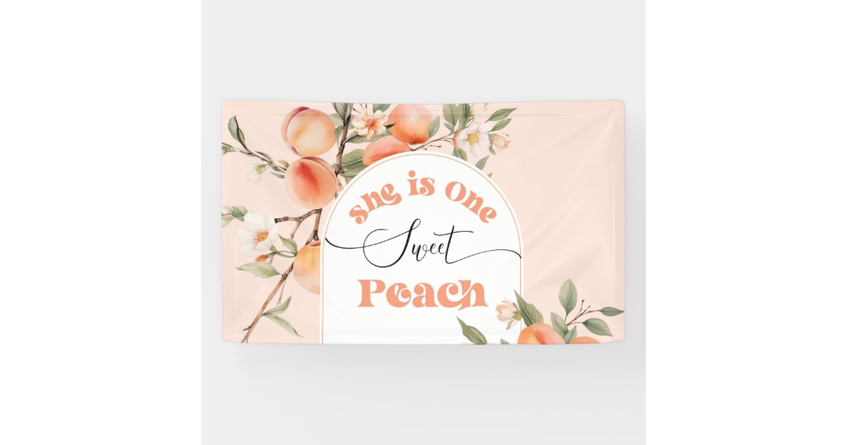 She is one sweet peach 1st birthday peach banner | Zazzle
