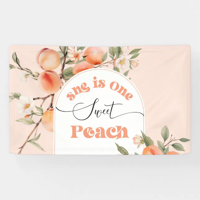 She is one sweet peach 1st birthday peach banner | Zazzle