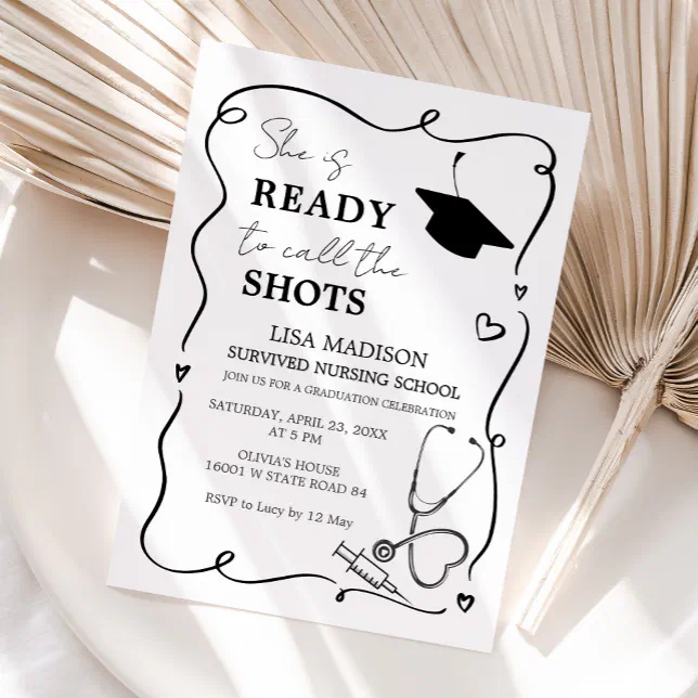 She is Ready To Call The Shots Nursing Graduation Invitation | Zazzle