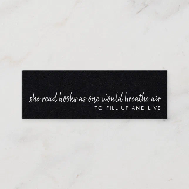 She Reads Books | Modern Black Mini Bookmark Card | Zazzle