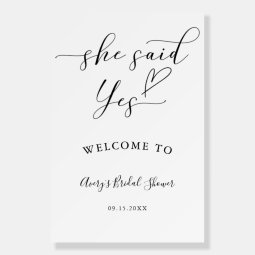 She Said Yes Bridal Shower Welcome Sign | Zazzle