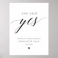 She Said Yes Calligraphy Bridal Shower Sign | Zazzle