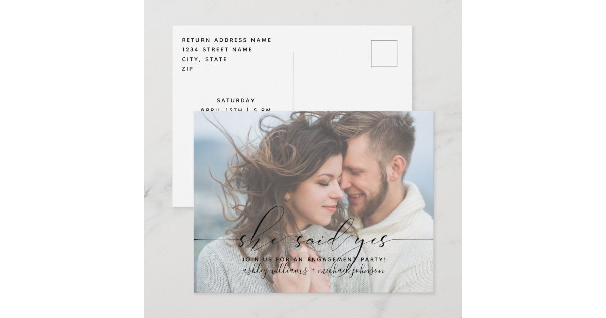 She Said Yes Calligraphy Engagement Party Invite | Zazzle