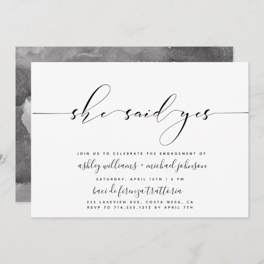 She Said Yes Calligraphy Engagement Party Invite | Zazzle.com