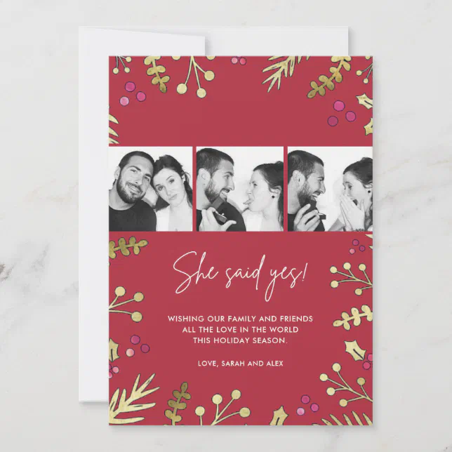She Said Yes Christmas Card Photo Engagement | Zazzle