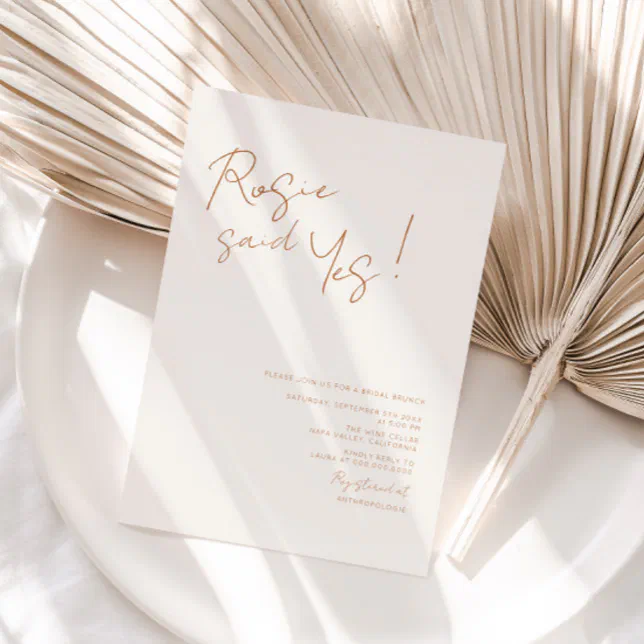 She Said Yes Earthy Boho Bridal Shower Invitation | Zazzle