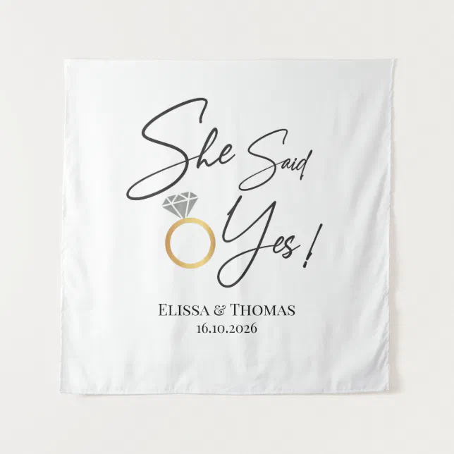 She said Yes! Engaged wedding Backdrop banner | Zazzle