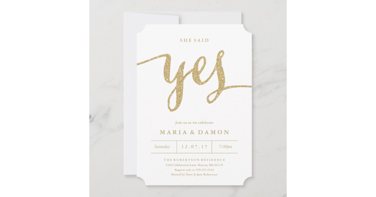 She Said Yes Engagement Party Invitation | Zazzle