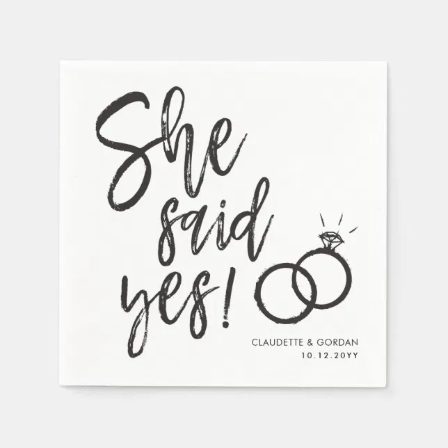 She Said Yes! | Engagement Party Script Lettering Napkins | Zazzle