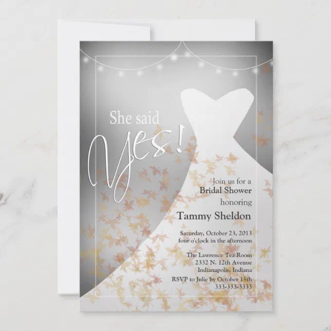 She Said Yes Fall Bridal Shower Invitation | Zazzle