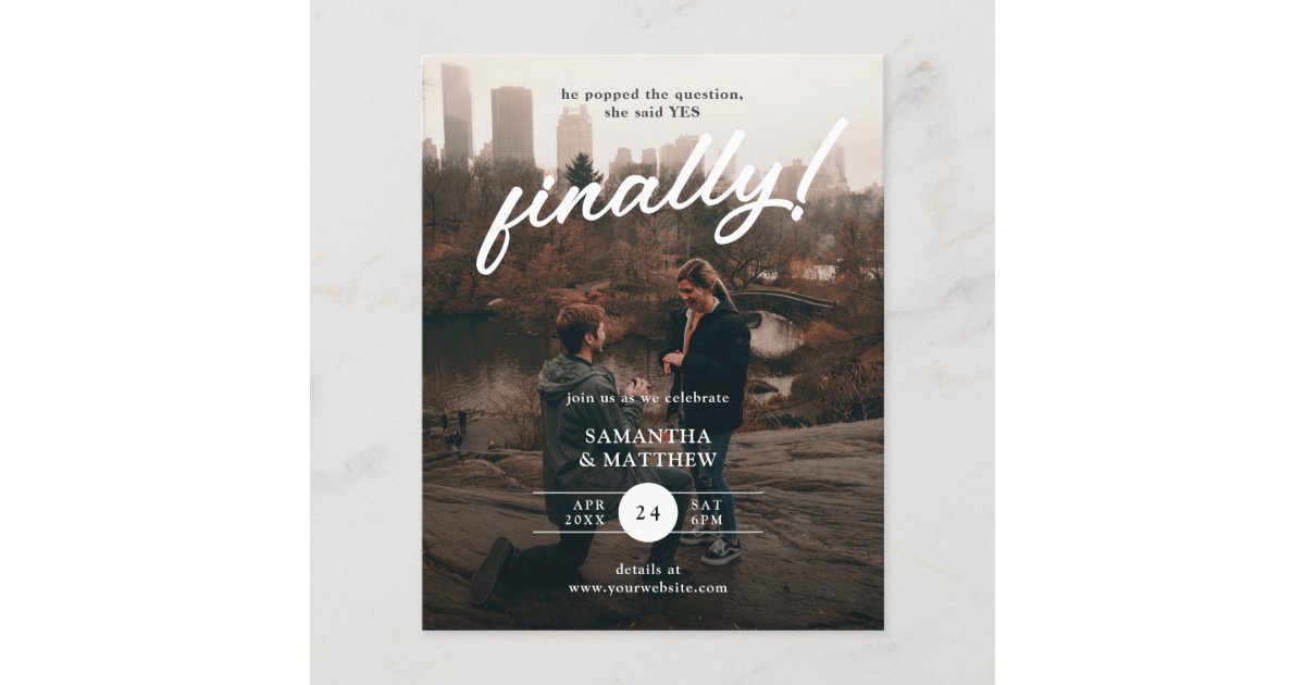 She Said Yes Finally Photo Engagement Party Invite Flyer | Zazzle