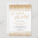 She Said Yes Gold Glitter Borders Engagement Invitation | Zazzle