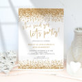 She Said Yes Gold Glitter Borders Engagement Invitation | Zazzle