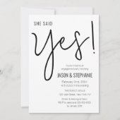 She Said Yes Minimal Engagement Party Invitation | Zazzle