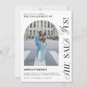 She Said Yes Modern Engagement Party Arch 2 photo Invitation | Zazzle