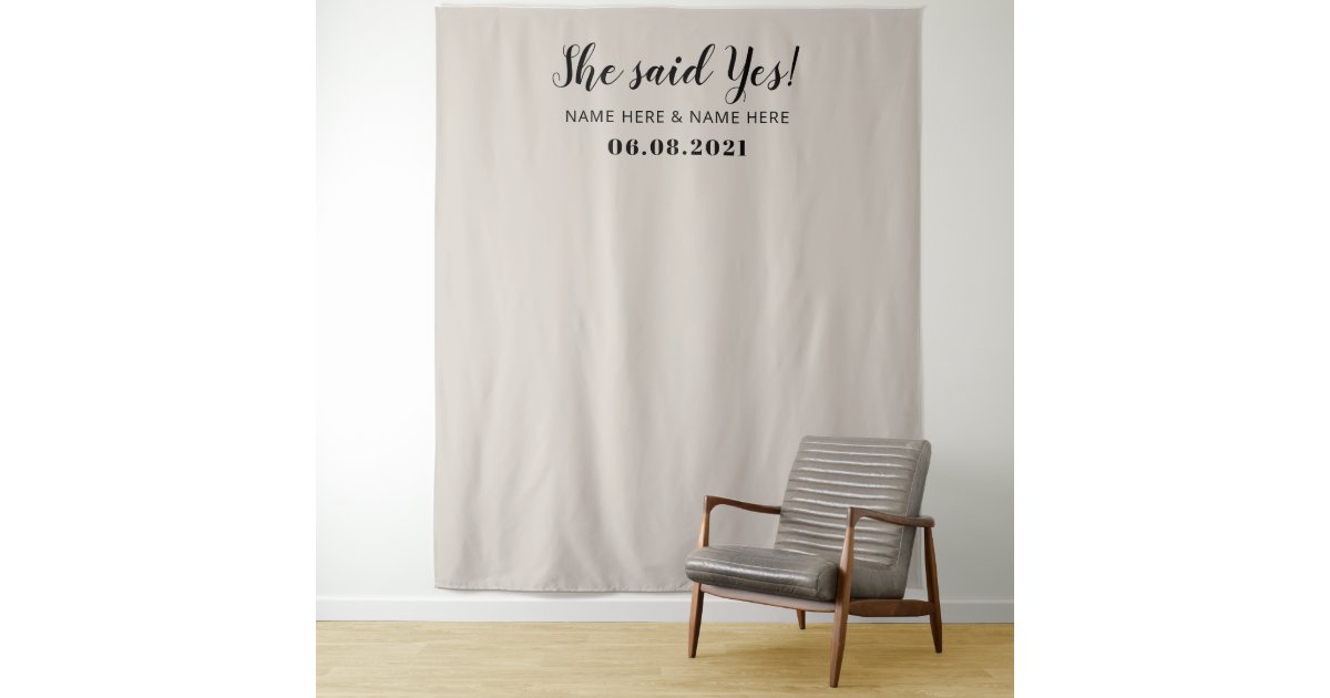 She Said Yes Photo Booth Engagement Backdrop | Zazzle
