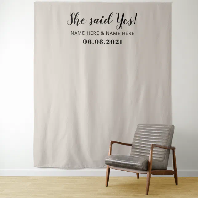 She Said Yes Photo Booth Engagement Backdrop | Zazzle